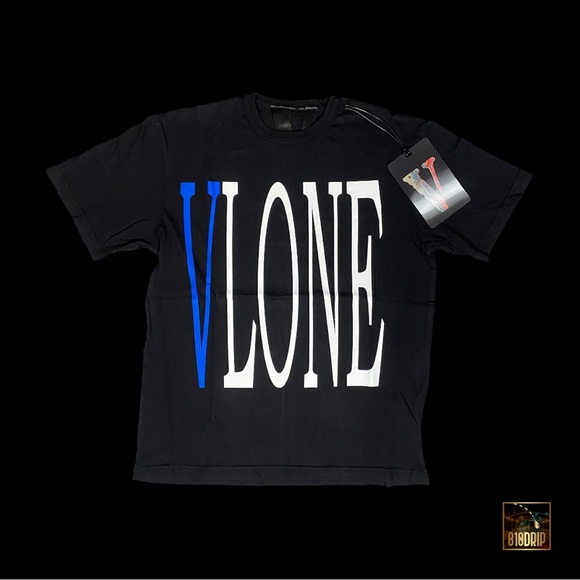 VLONE | Shirts | Vlone Blue Staple Tee Black L Authentic With Certilogo ...